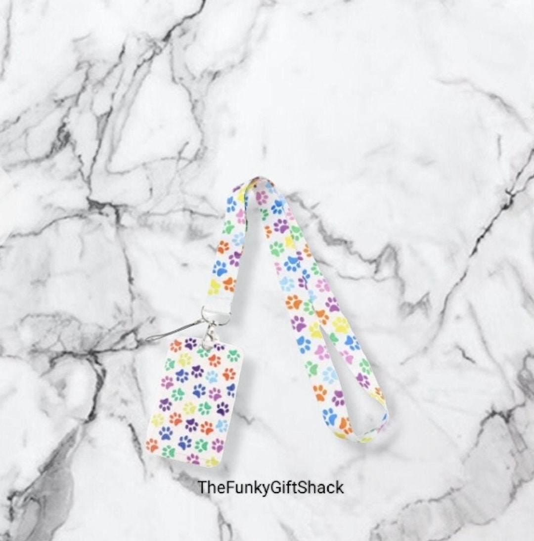 Paw Print Pattern ID Card Holder With Lanyard ID Badge - Etsy