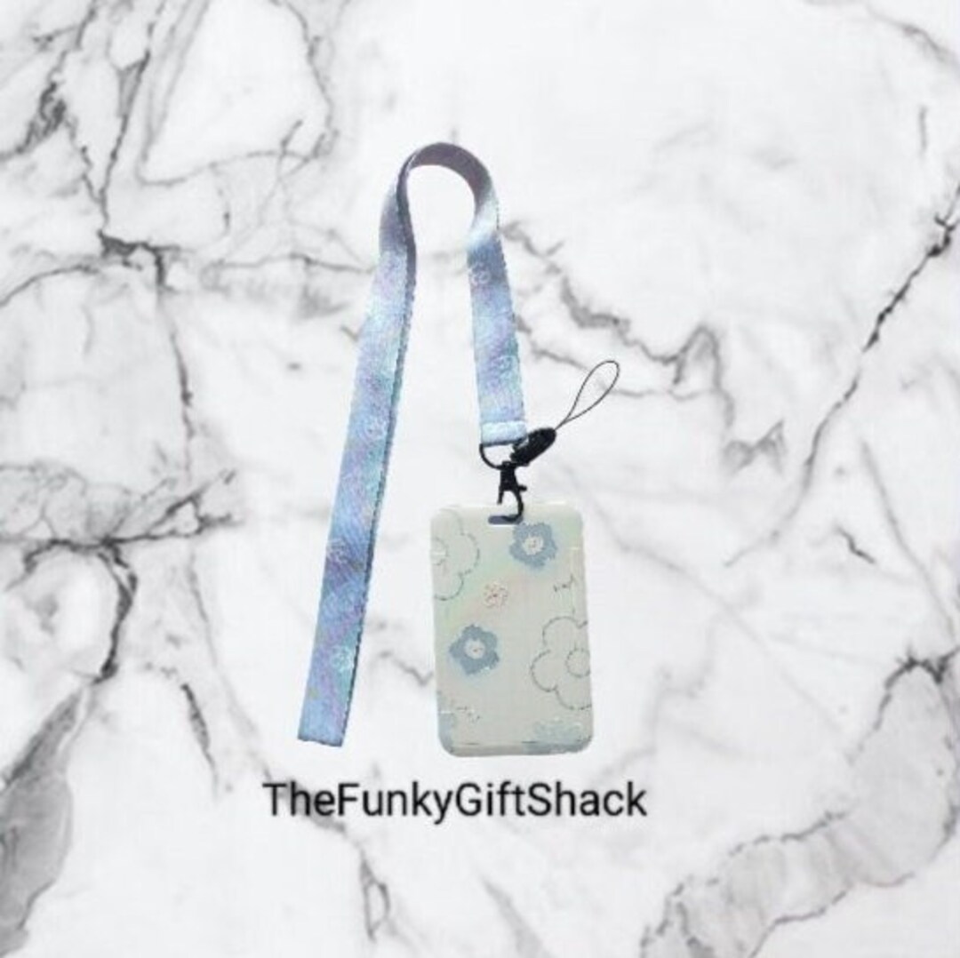 Flower Pattern ID Card Holder With Lanyard, ID Badge Holder, ID Holder ...