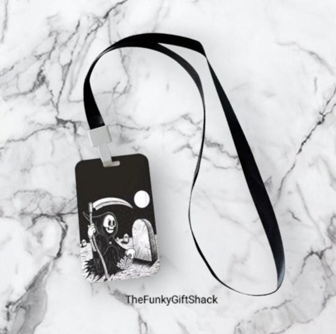 Grim Reaper ID Card Holder With Lanyard, ID Badge Holder, ID Holder ...