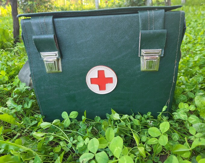 Vintage Army Green Leather First Aid Kit ,first Aid Kit ,first Aid ...