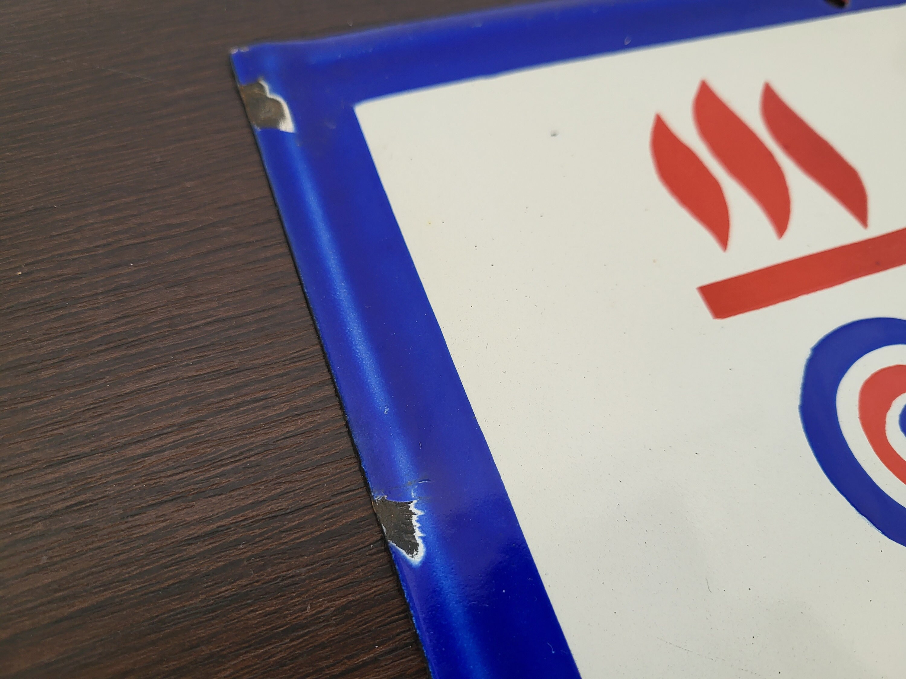 Vintage Industrial Porcelain Enamel Sign , Metal Sign , Square Old ...