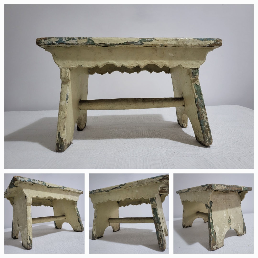 Antique Wooden Stool, Old Stool, Library Stool, Low Stool, Footstool ...