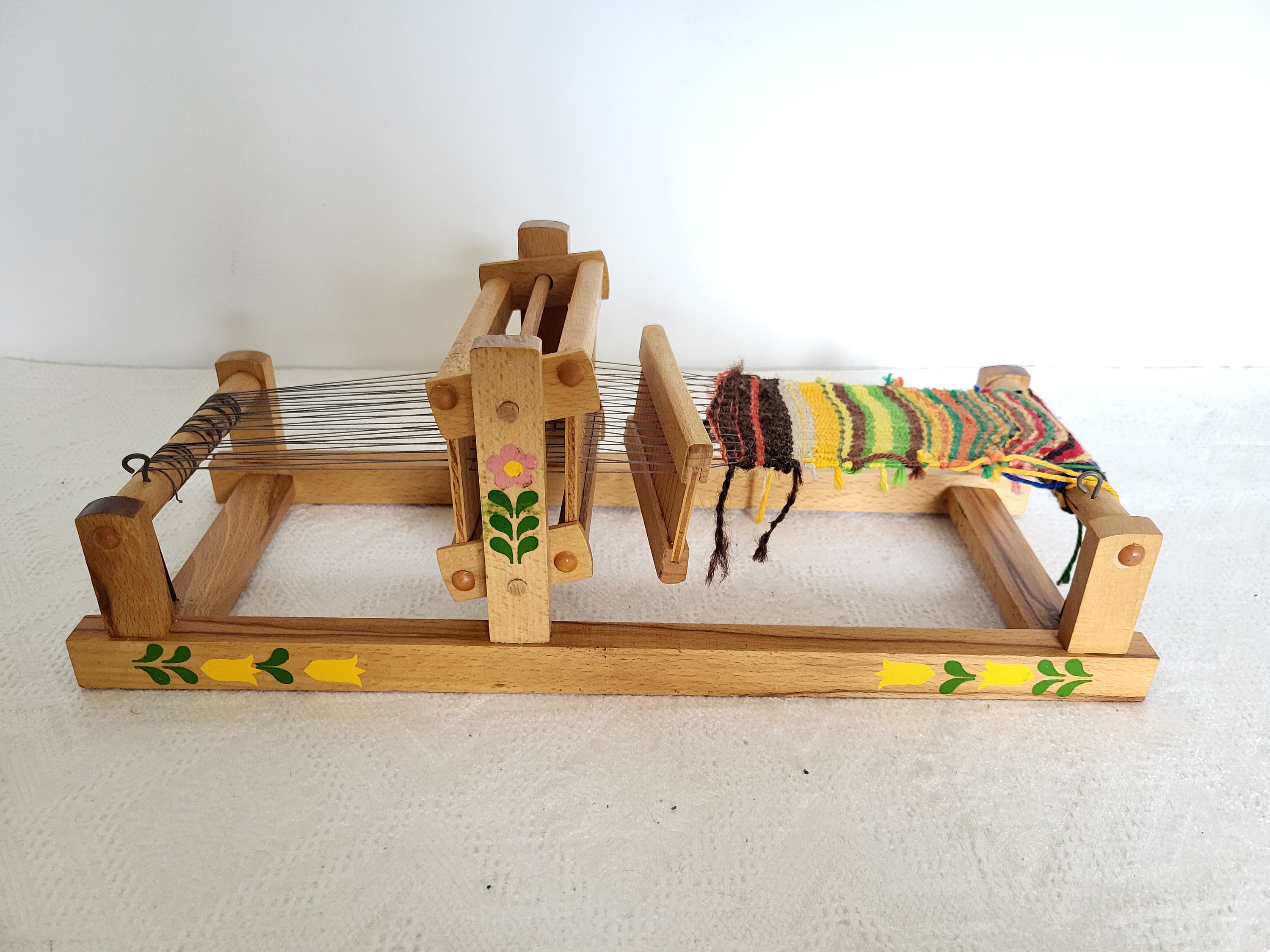 Vintage Tabletop Wooden Loom, Antique Small Loom, Hand Loom, Weaving ...