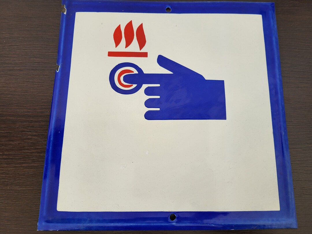 Vintage Industrial Porcelain Enamel Sign , Metal Sign , Square Old ...