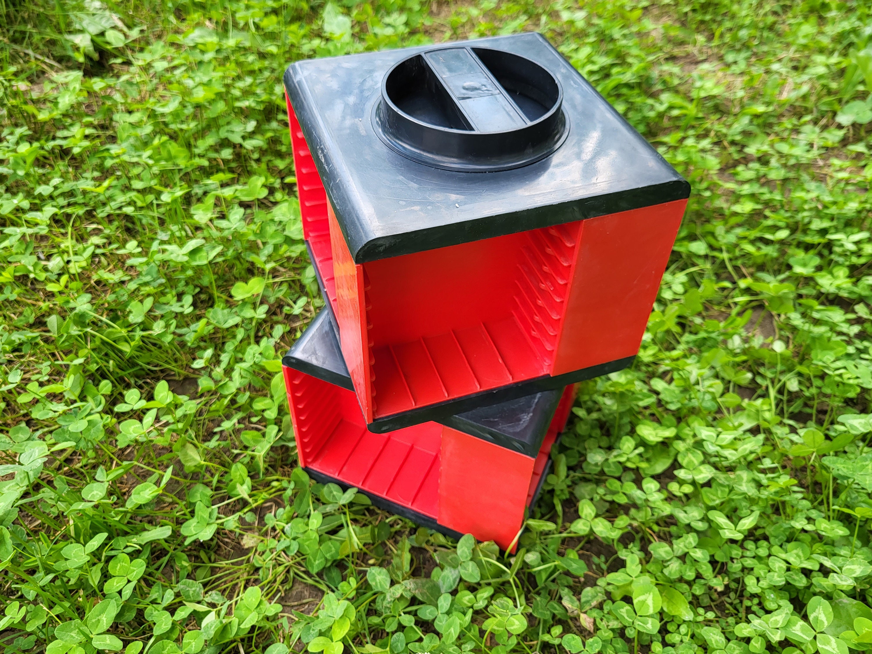 Vintage Cassette Rack Red Record Rack Rotating Cassette Rack Geometric ...