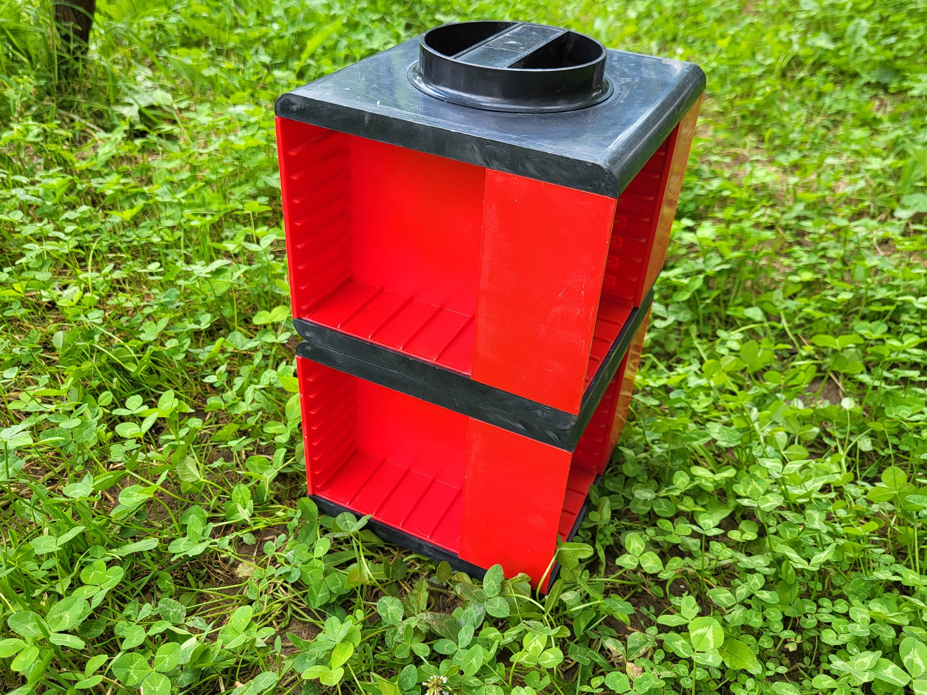 Vintage Cassette Rack Red Record Rack Rotating Cassette Rack Geometric ...