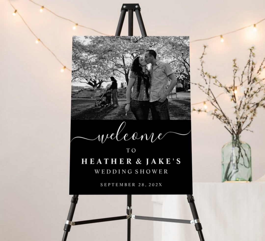 Welcome Couple's Photo Wedding Shower Sign Black & White - Etsy