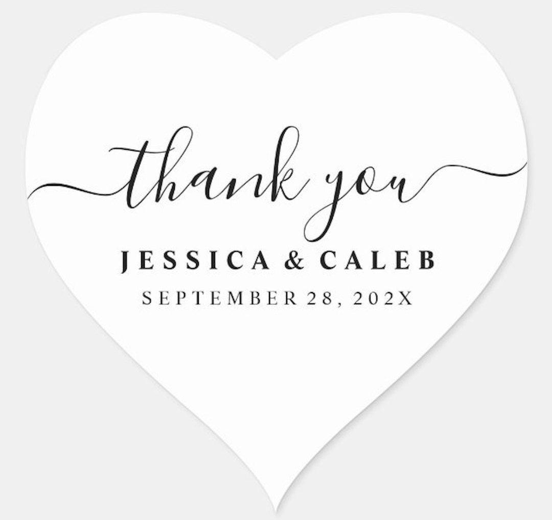 Couple's Thank You Sticker - Heart, Circle, Square - Choose Your Colors ...
