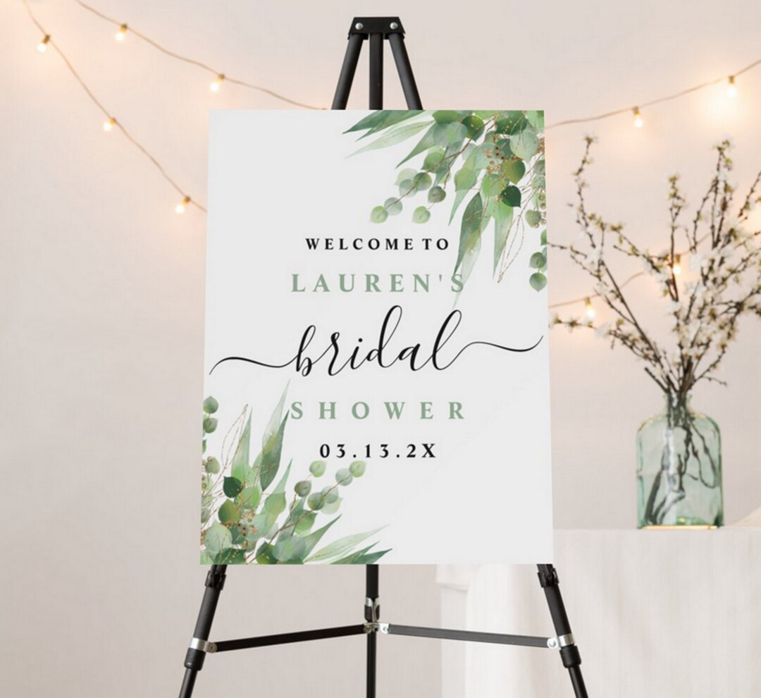 Elegant Bridal Script Eucalyptus Bridal Shower Sign - Etsy