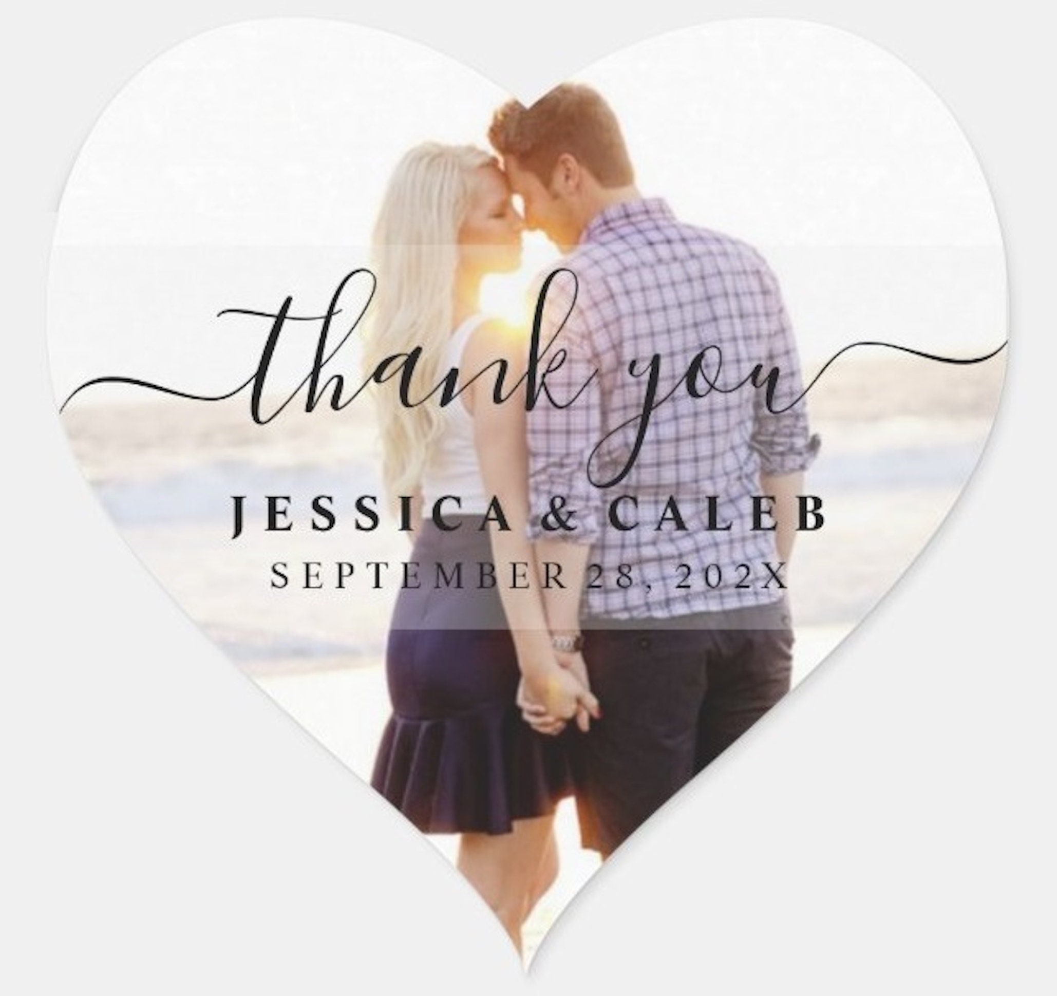 Couple's Photo Thank You Sticker - Heart, Circle, Square - Etsy