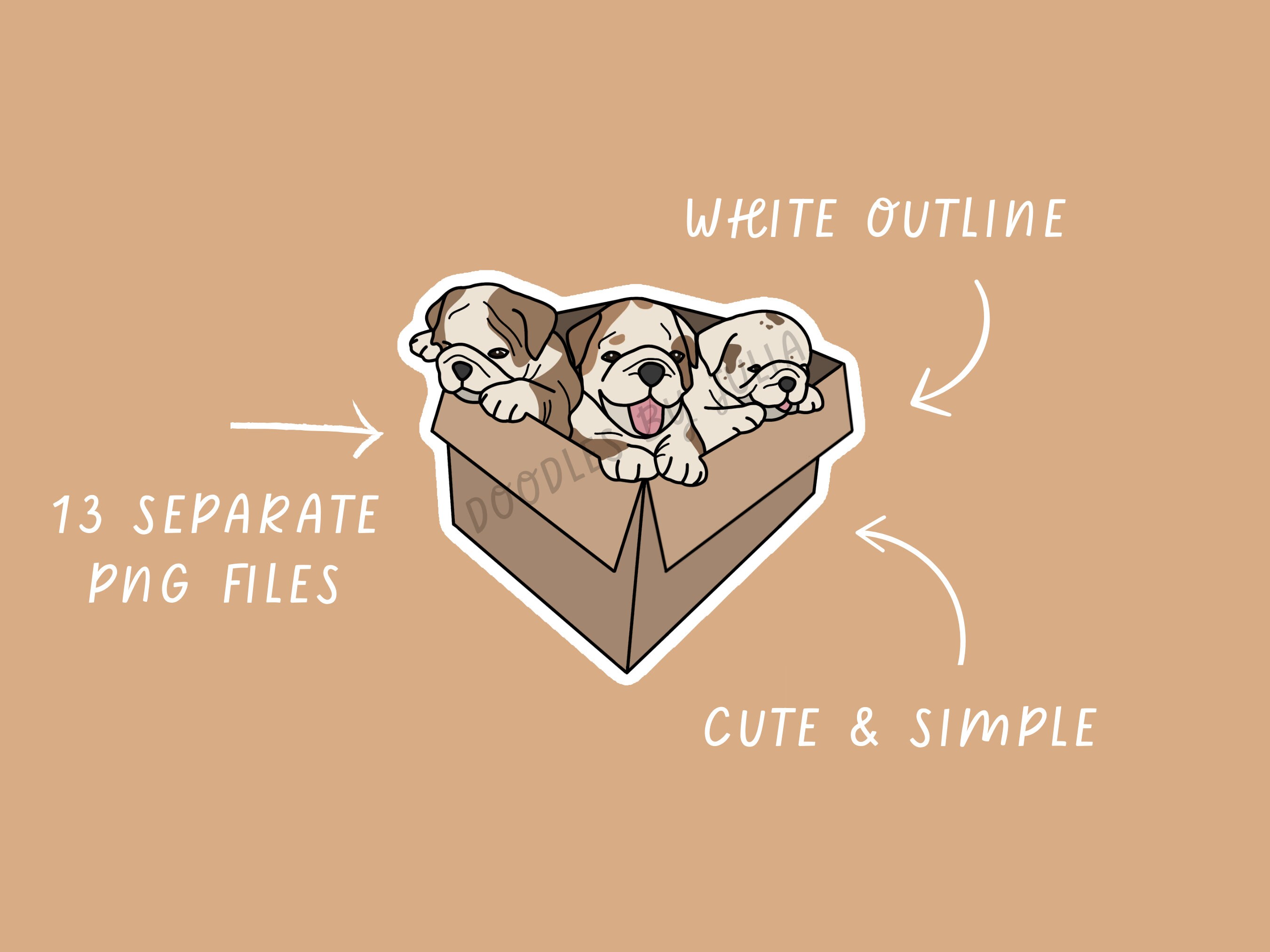 Bulldog Puppy Digital Stickers | Printable PNG Stickers - Etsy