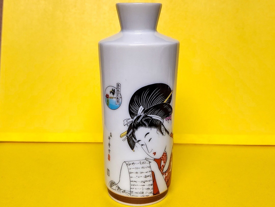Porcelain Japanese Sake Geisha Bottle - Etsy