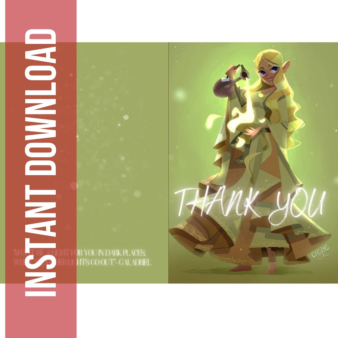 Thank You Anime Printable Card Instant Digital Card Instant Etsy