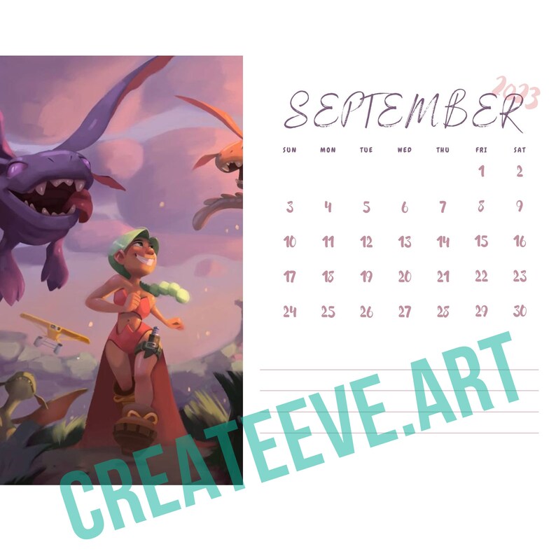 Anime Calendar 2023 With Printable With Notes, Anime, Cartoon Calendar ...