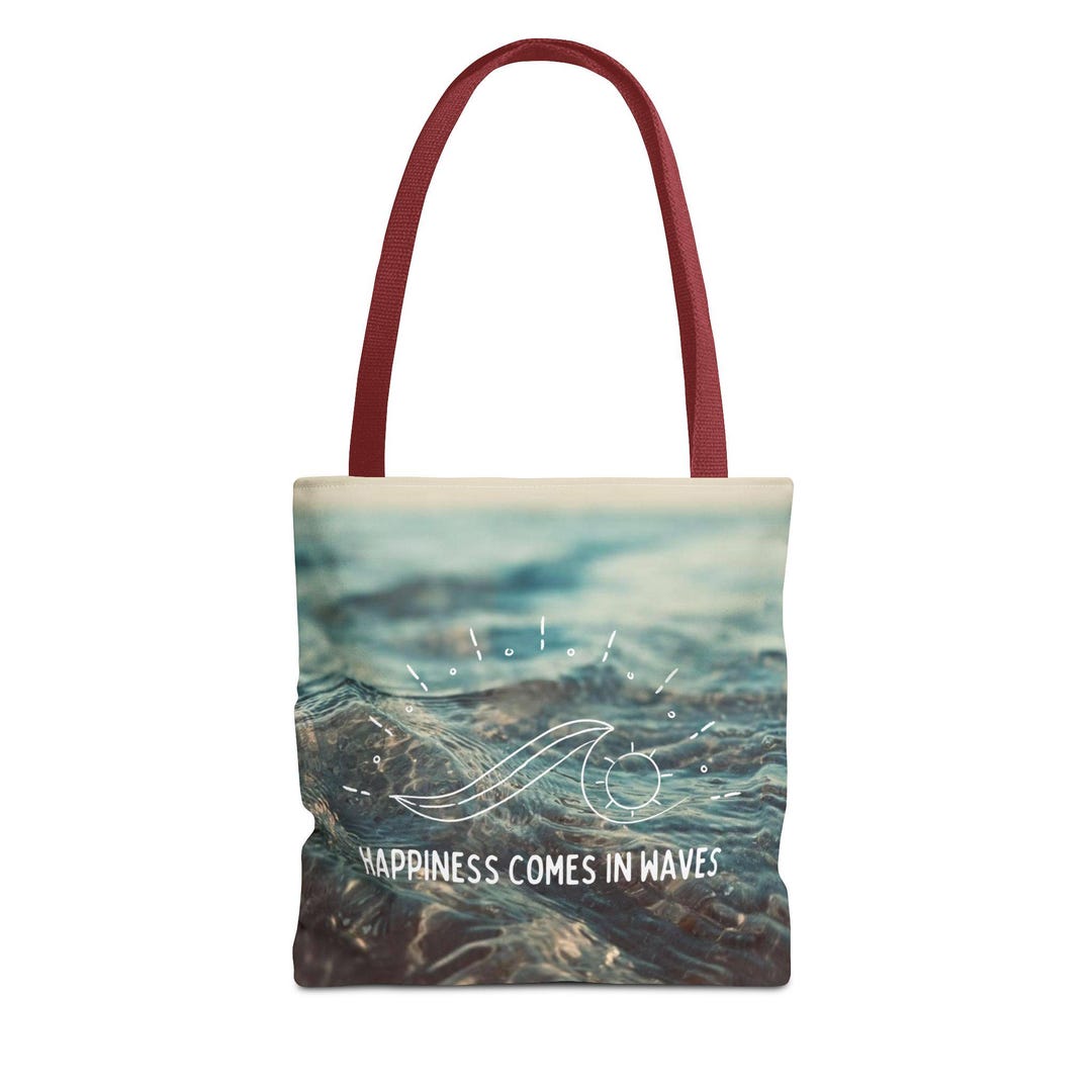 Happiness Waves Tote Bag - Stylish Beach Companion - Etsy