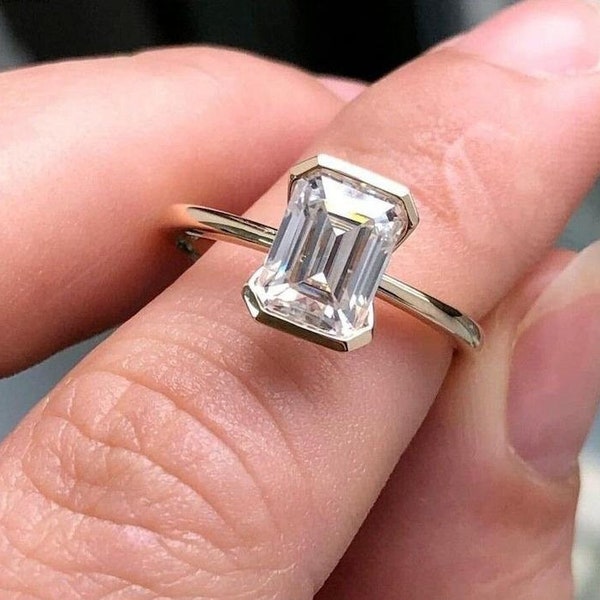 Emerald Cut Half Bezel - Etsy