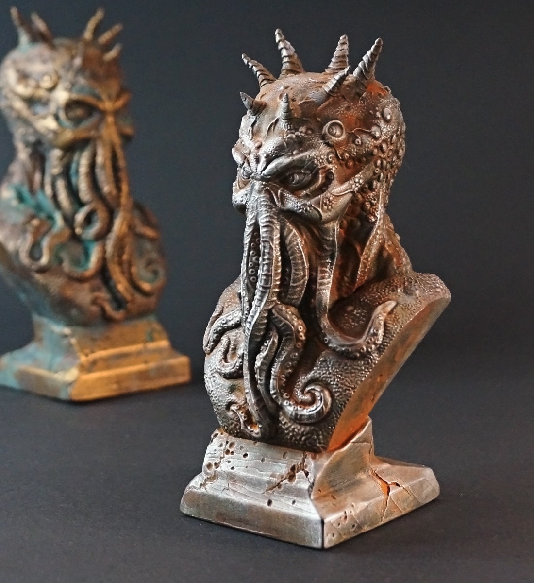 3D Printed Cosmic Horror Cthulhu Statue in Oxidized Copper and Rusted ...