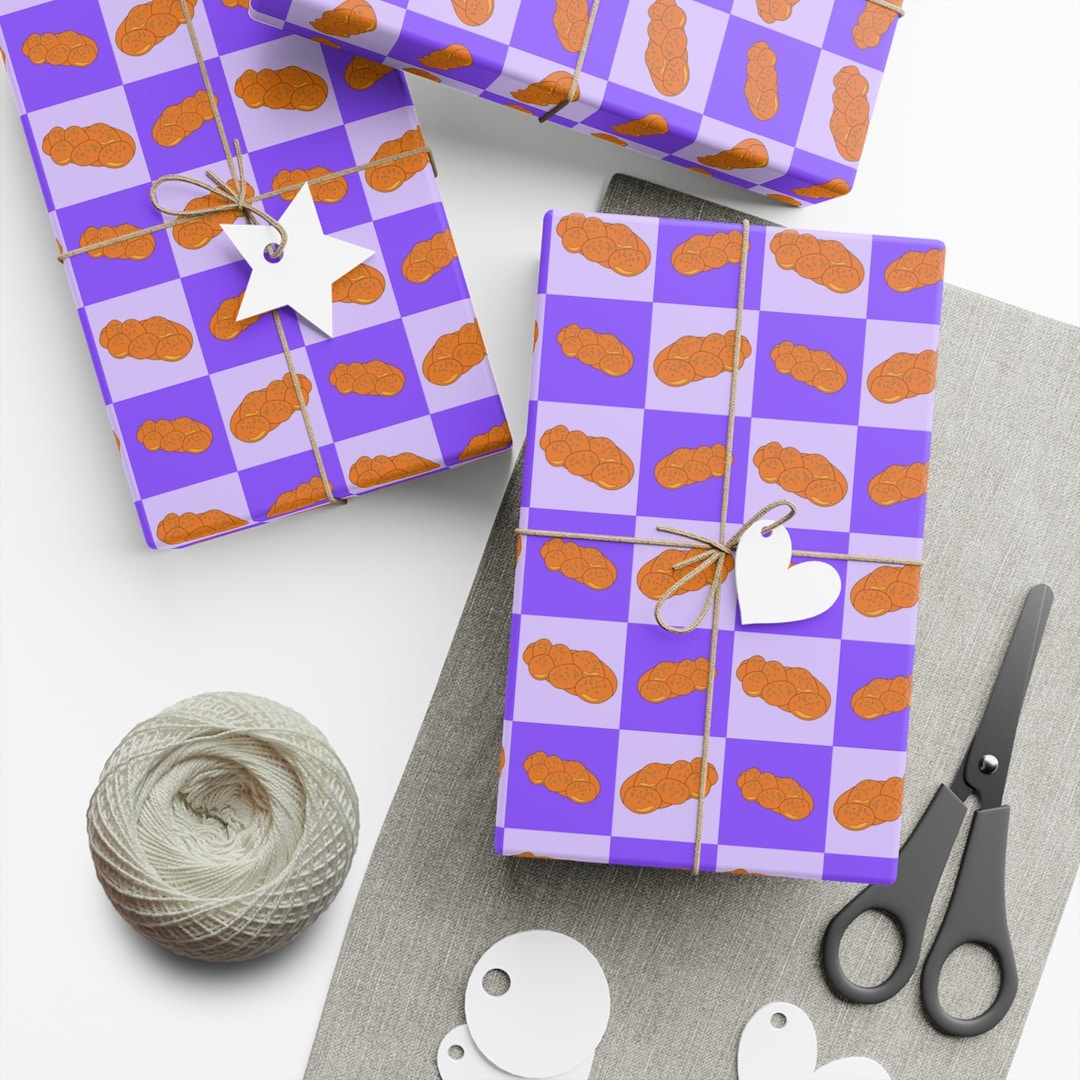 Happy Hanukkah, Gift Wrapping Paper Rolls Challah Gift Wrap Bread Box ...