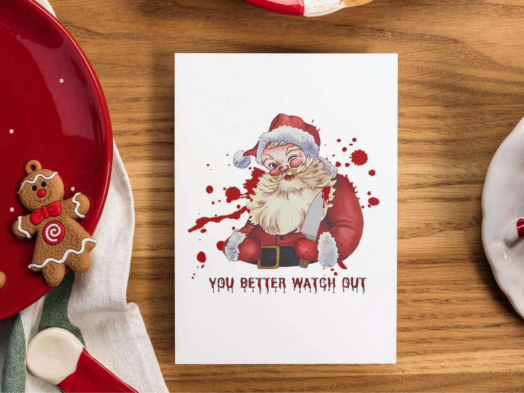 Scary Santa Funny Horror Christmas Card | Horror Holiday Cards Folded ...