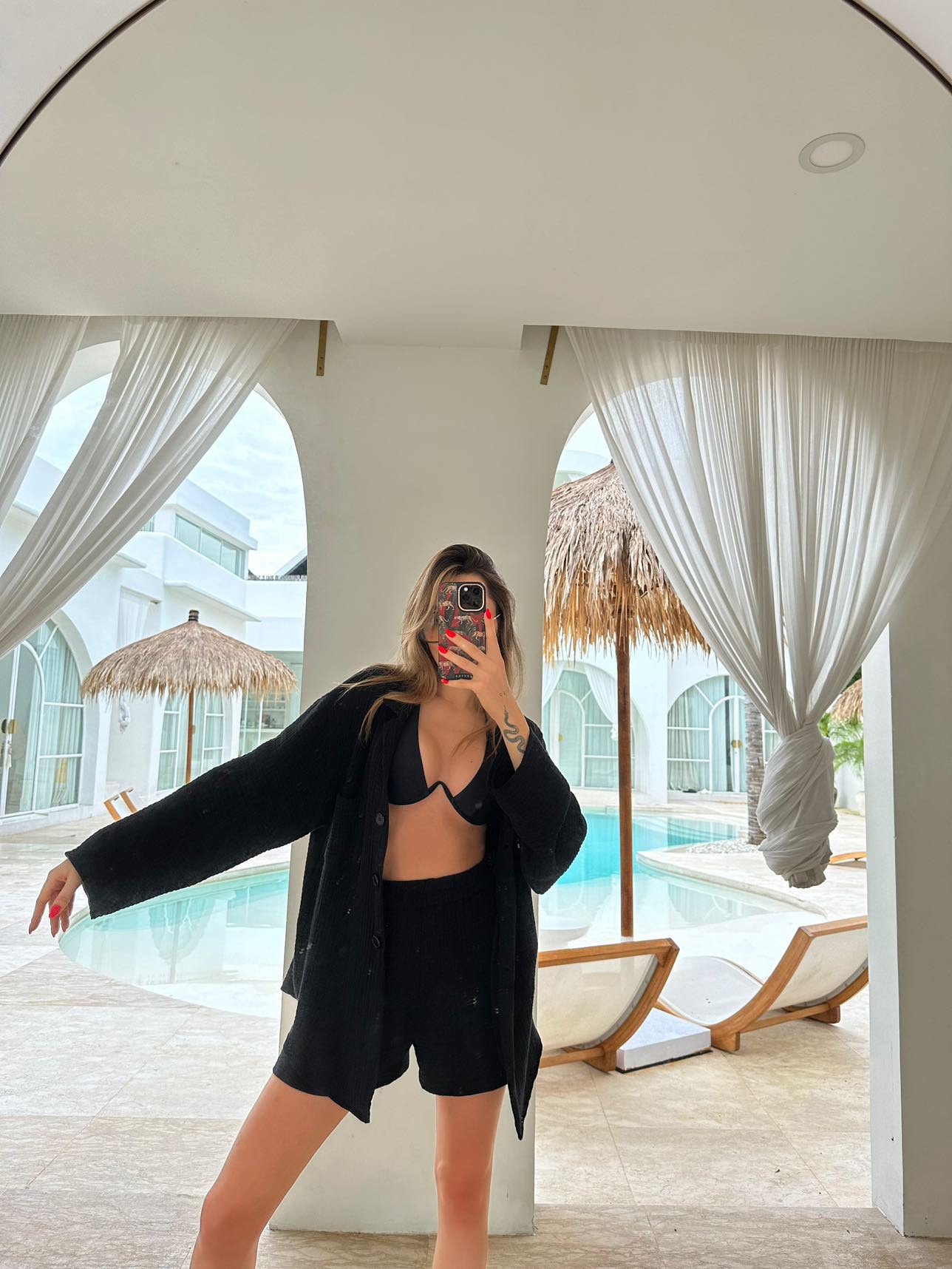 Black Cotton Button up Long Sleeves Shirt and Shorts Womens - Etsy