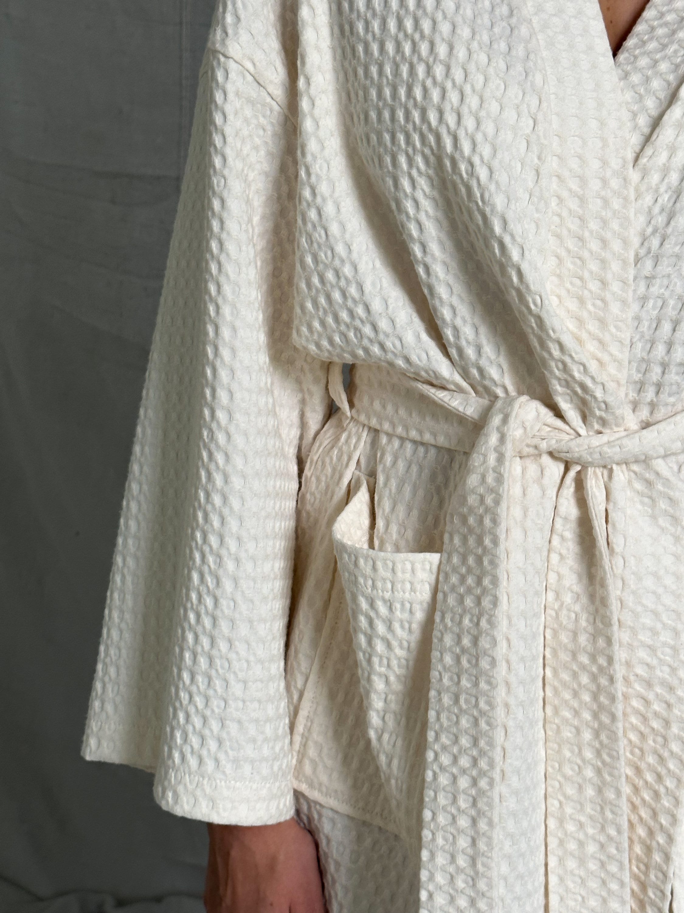 Kimono Style Bathrobe, Waffle Bathrobe Womens, Cotton Bathrobe, White ...