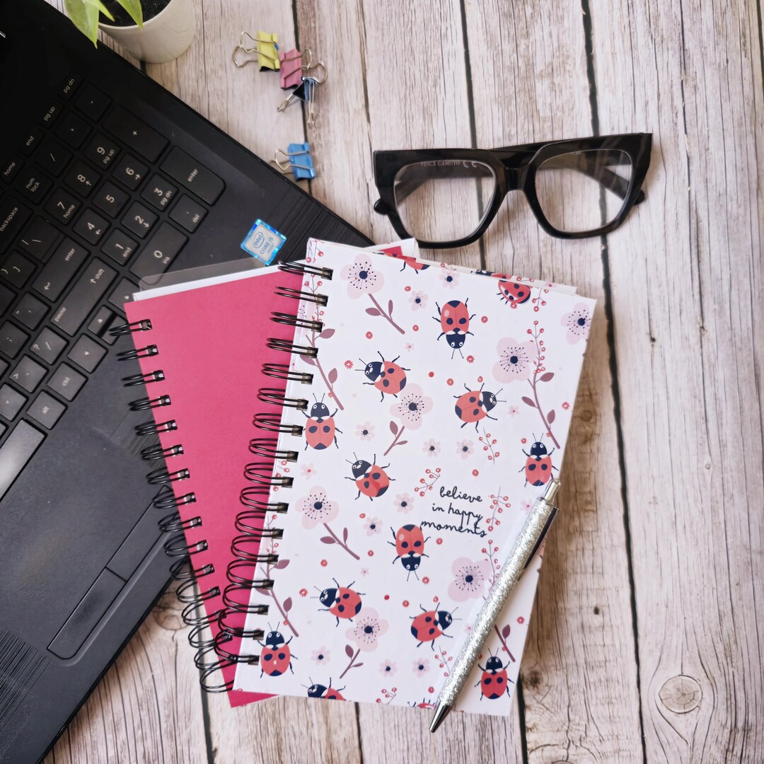 Ladybug Spiral Notebooks, Handmade Notebook With Ladybug, Ladybug ...