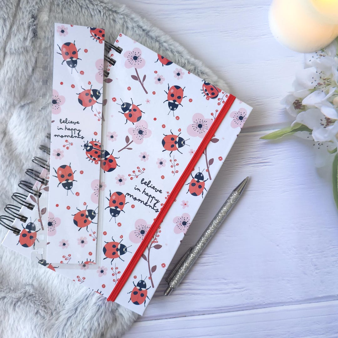 Ladybug Spiral Journal With Strap | Handmade Journal With Ladybug ...