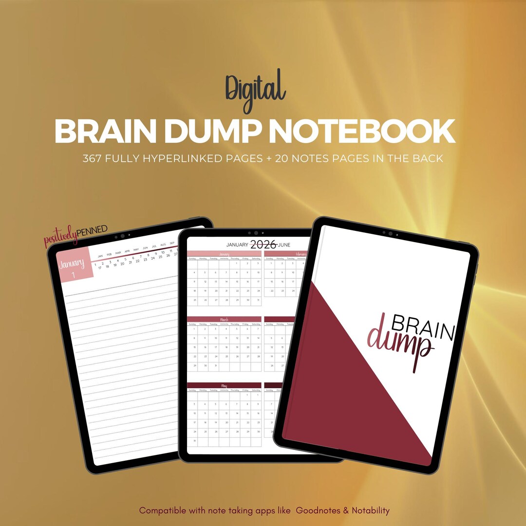 Digital Brain Dump Journal for iPad and Tablet | 388 Pages | Anxiety ...