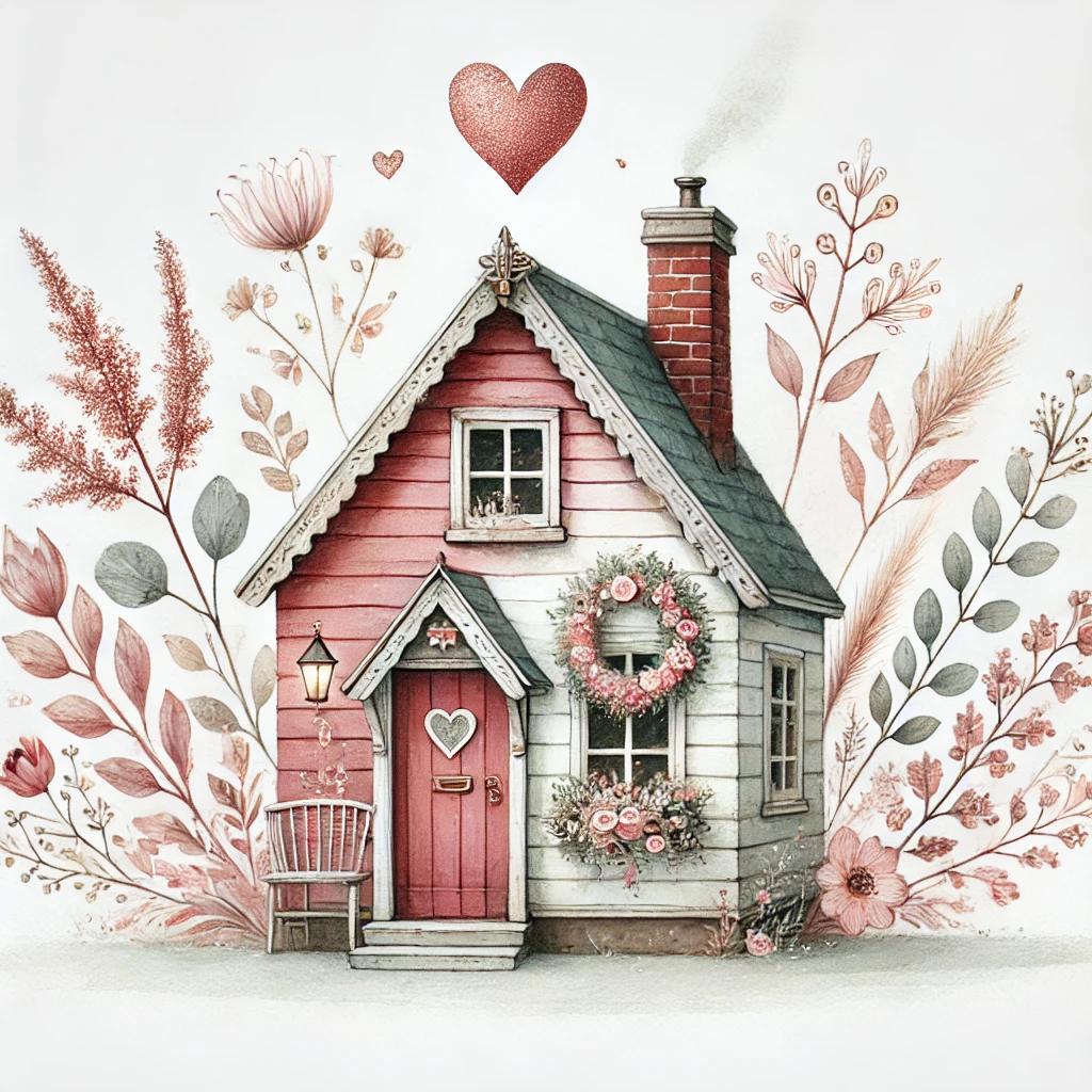 10 Beautiful Valentine House Clipart, Valentine Decor,cosy Watercolor ...