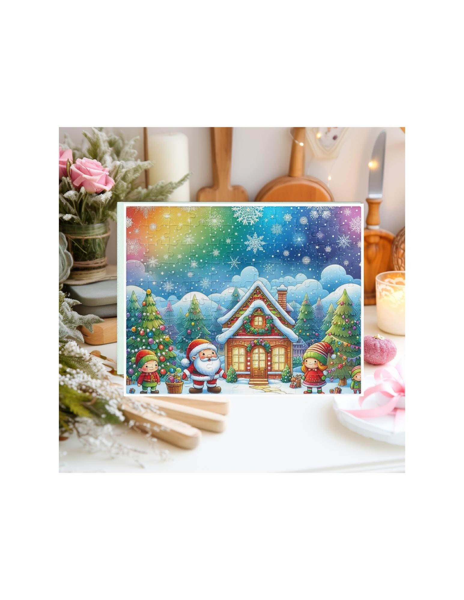 Personalized Christmas Jigsaw Puzzle (110), Santa and Snowflakes ...
