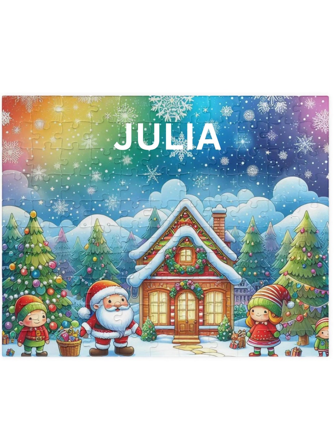 Personalized Christmas Jigsaw Puzzle (110), Santa and Snowflakes ...