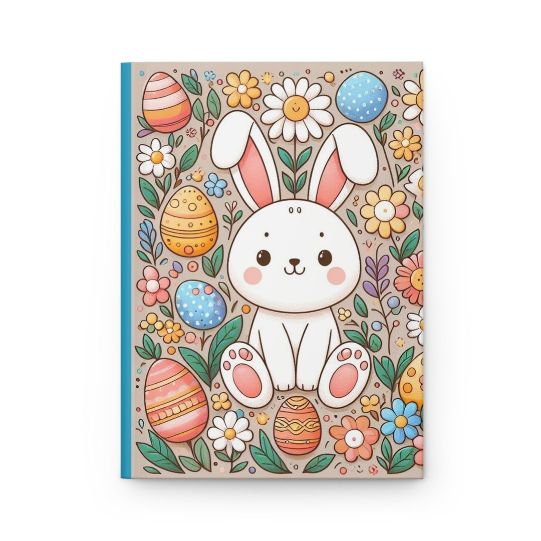 Easter Bunny Kids Journal, Spring Hardcover Notebook, Easter Egg Floral ...