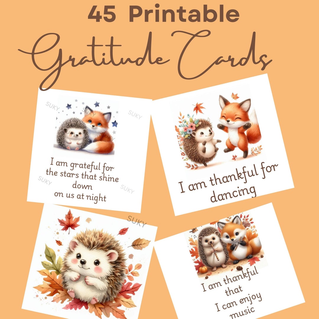 Thanksgiving Gratitude Cards: Watercolor Affirmations, Fall Table Decor ...
