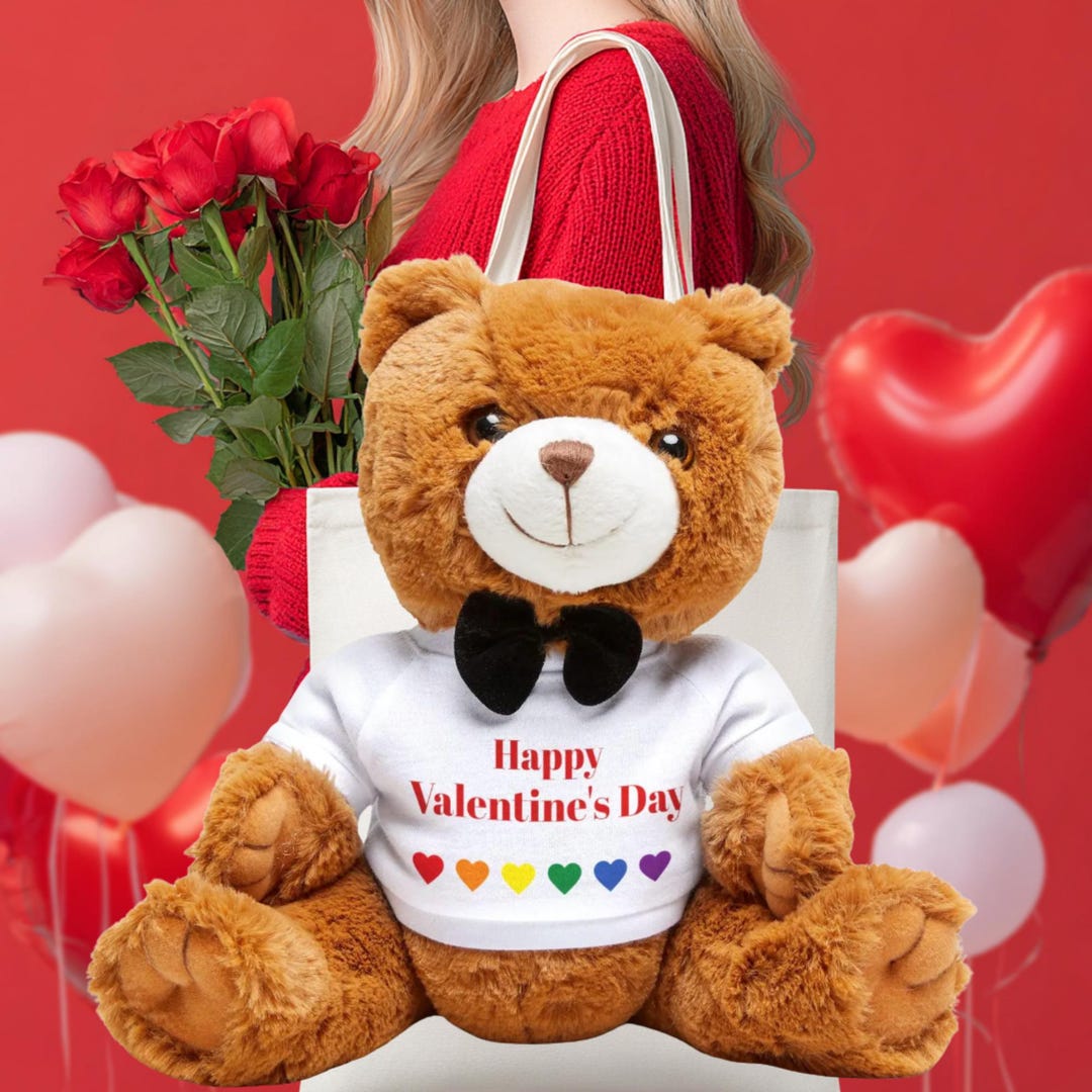 Personalized Valentine Teddy Bear | Plush Gift With Custom T-shirt ...