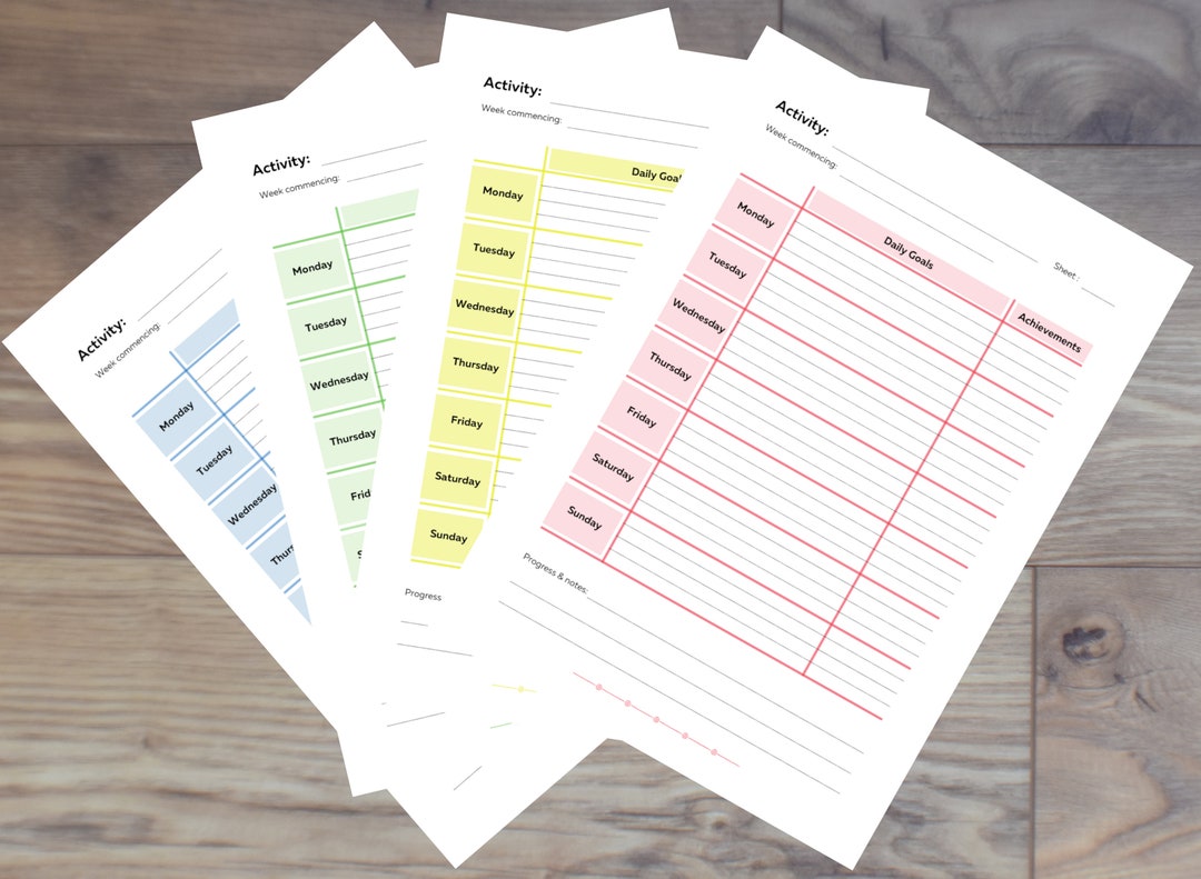 PRINTABLE GOAL TRACKER With Notes Sheet Pdf Download - Etsy
