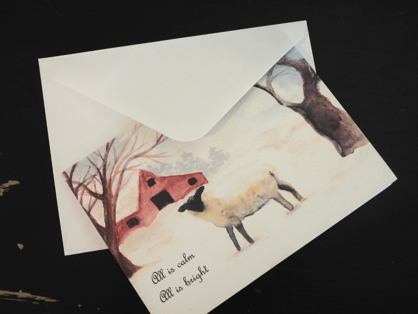 Watercolor Sheep Christmas Card - Etsy