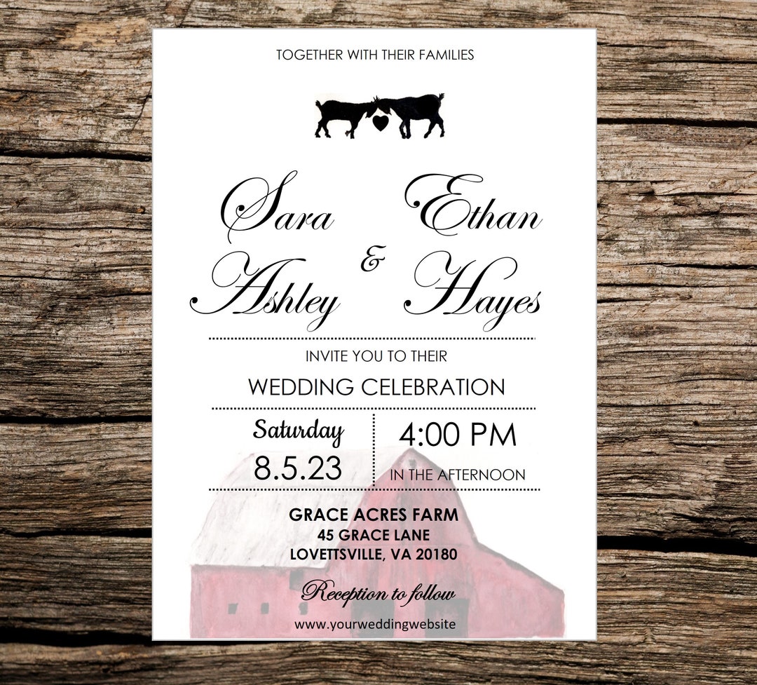Goats in Love Wedding Invitation - Etsy