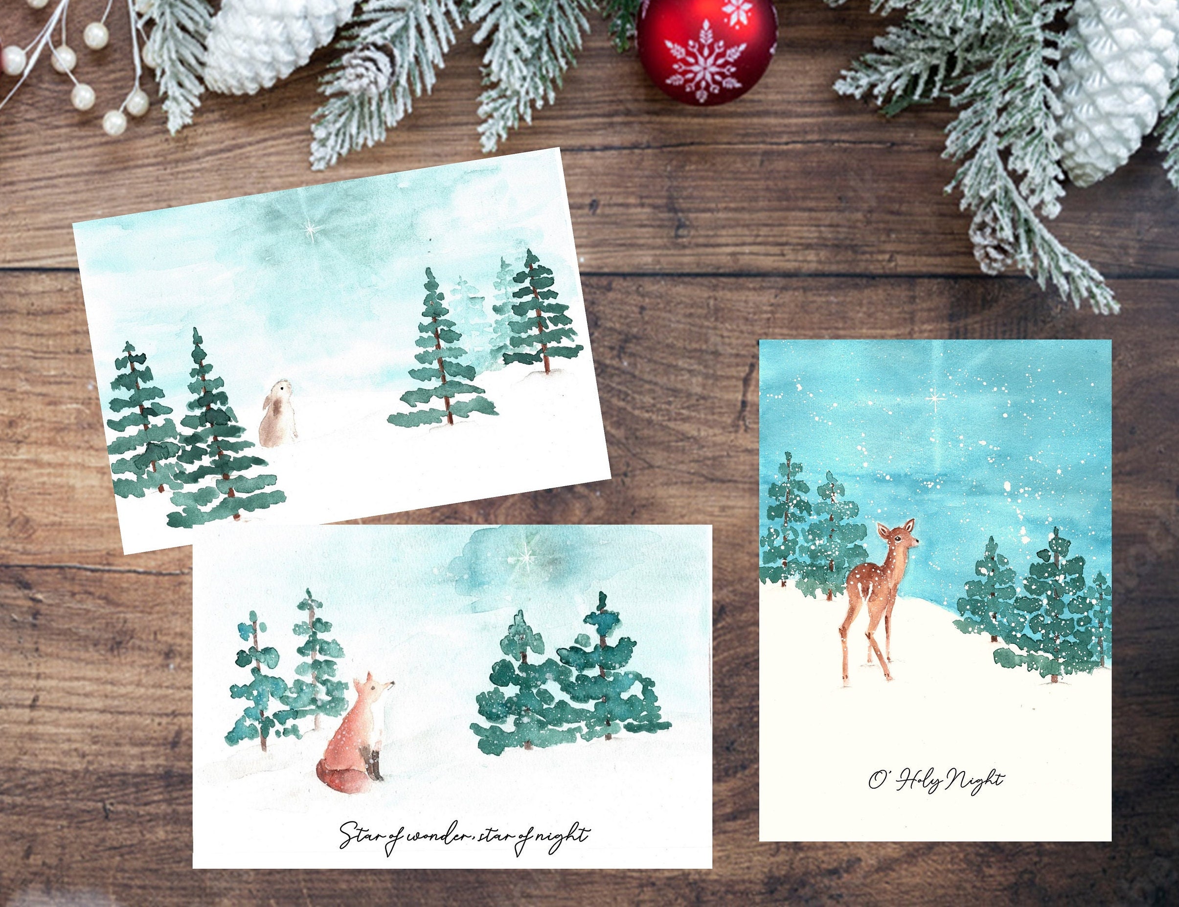 Woodland Animals Christmas Cards - Etsy