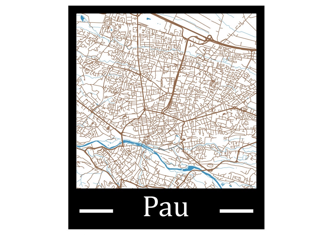 Wooden Geographical Map of Pau - Etsy