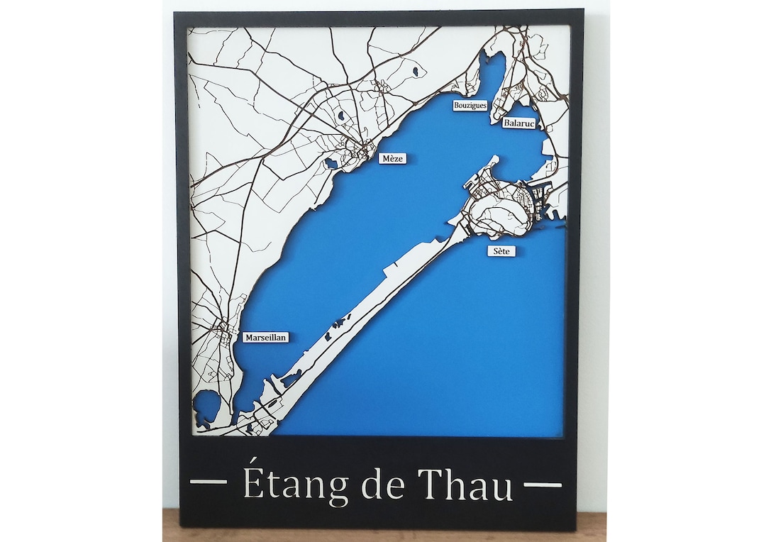 Wooden Geographical Map of the Étang De Thau - Etsy