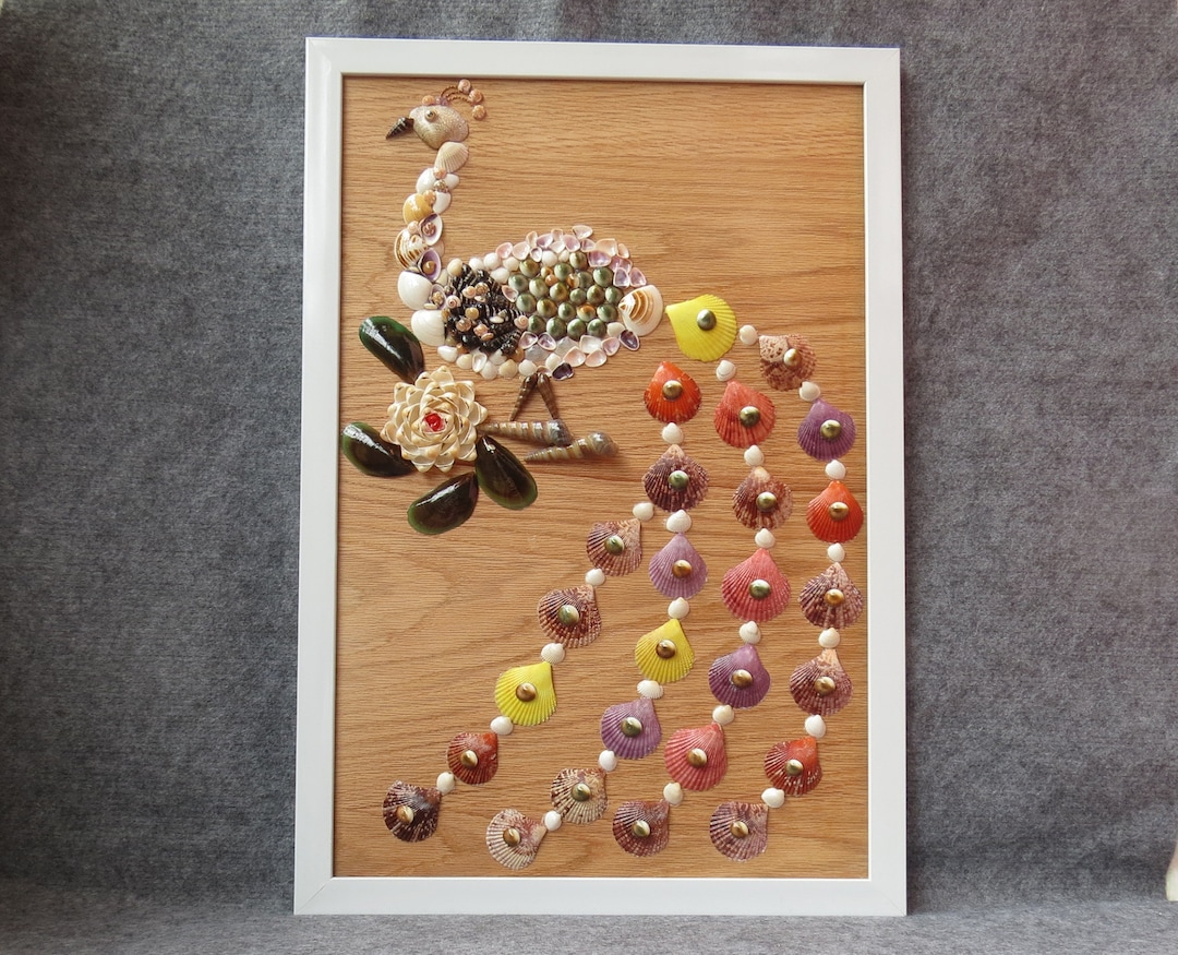 Sea Shell Art, the Peacock Painting Made of Real Sea Shells Peacock ...