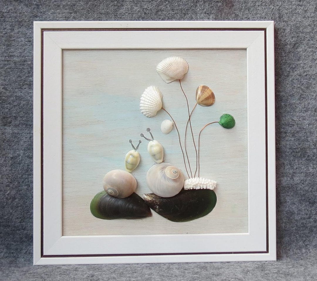 Snail Painting, Friend Gift, Sea Shell Decor, Handmade, Seashell Art ...