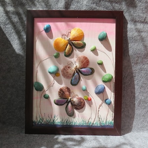 Butterfly Seashell Artworks, Handmade, Seashell Art, Home Decor ...