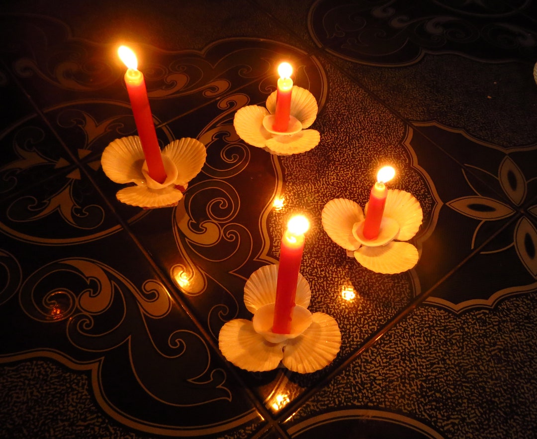 2 Candle Holder, Clamshell Candle Holder, Flower Candle Holder ...