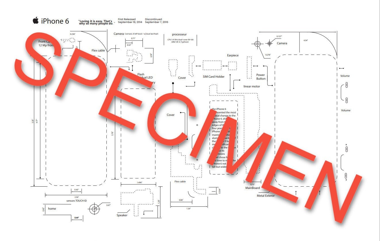 IPhone 6 Template A3 Size - Disassembly iPhone 6, iPhone 6 Teardown ...