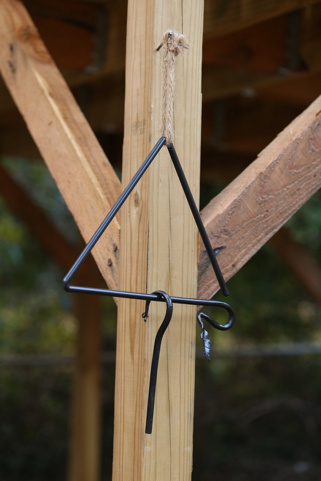 Hand Forged Dinner Bell-blacksmith Iron Triangle Bell - Etsy