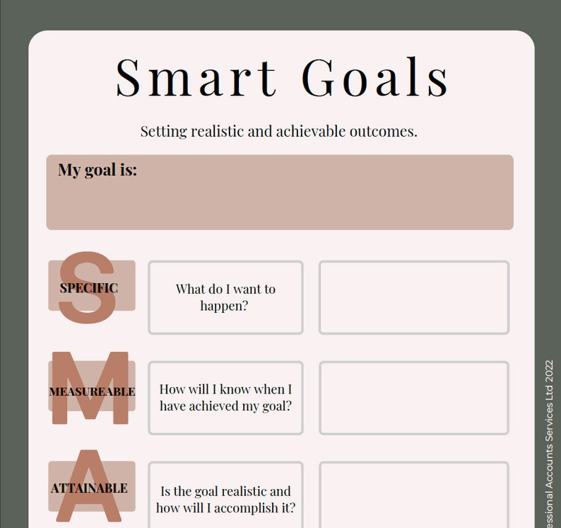 The SMART Goals Worksheet - Etsy