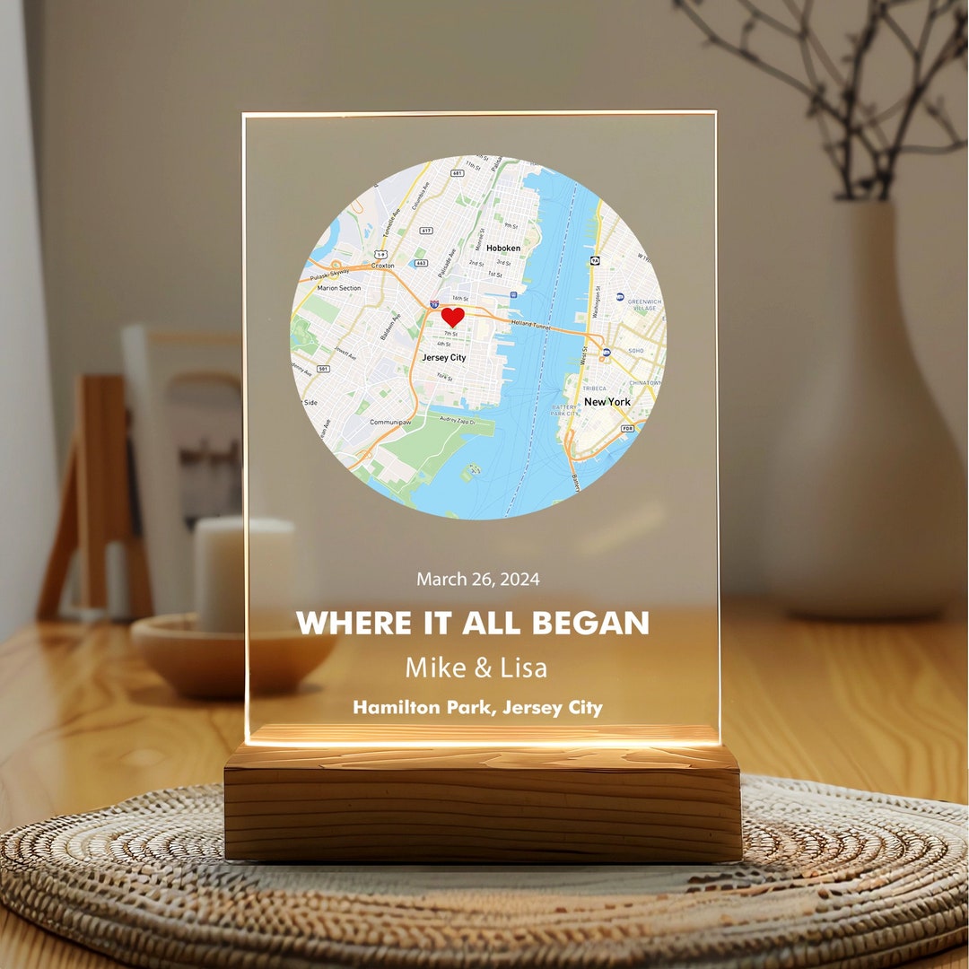 Personalised First Date Map, Our First Date Plaque, First Date Plaque ...