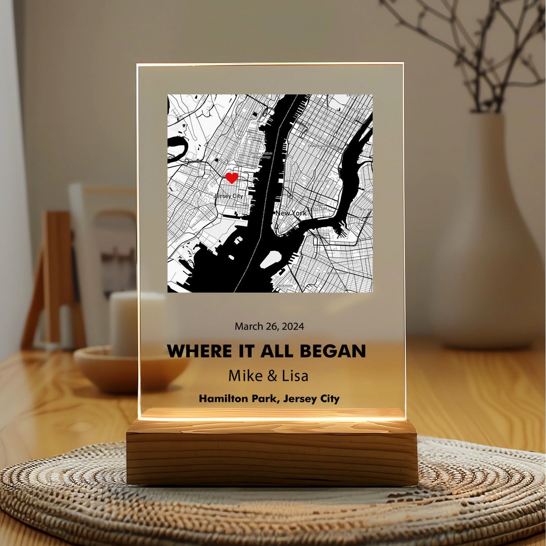 Personalize Map Gift,gift for Her,first Date Map, Personalized Acrylic ...