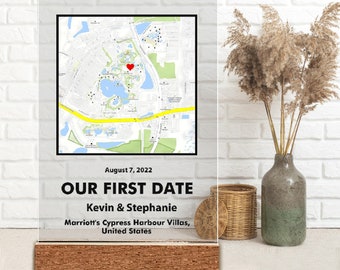 Personalized Our First Date Map Plaque,where We Met Acrylic Gift,custom ...